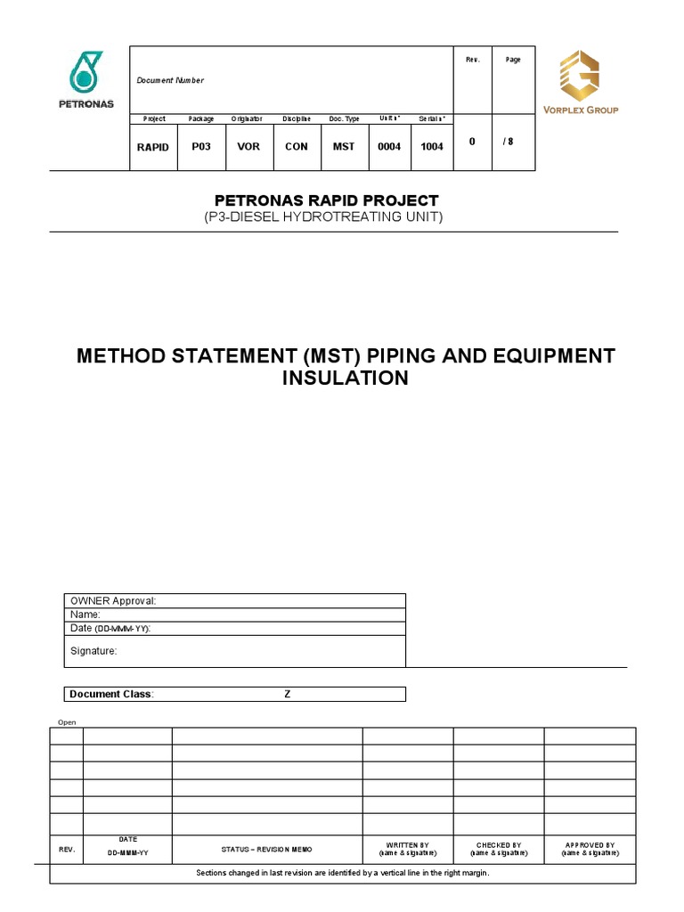 PETRONAS RAPID MST for Insulation Work | PDF | Pipe (Fluid Conveyance ...