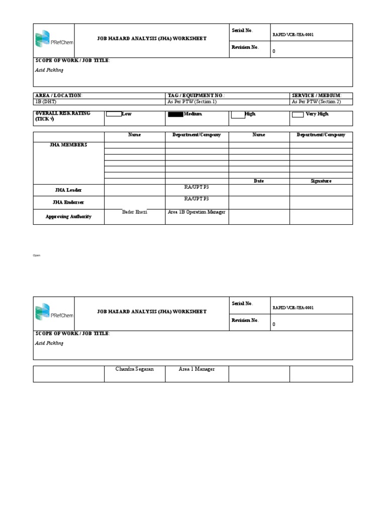 Vorplex JHA Acid Picking | PDF | Personal Protective Equipment ...