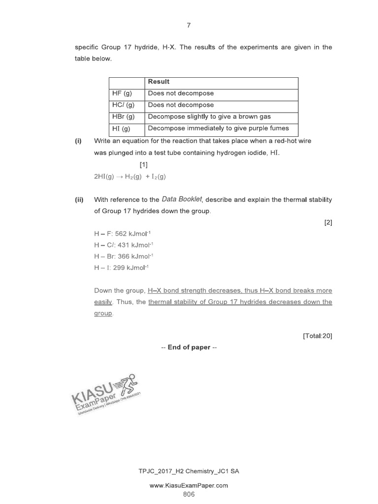 2017 Jc1 h2 Chem Promo-Vjc | PDF | Chemistry | Physical Sciences