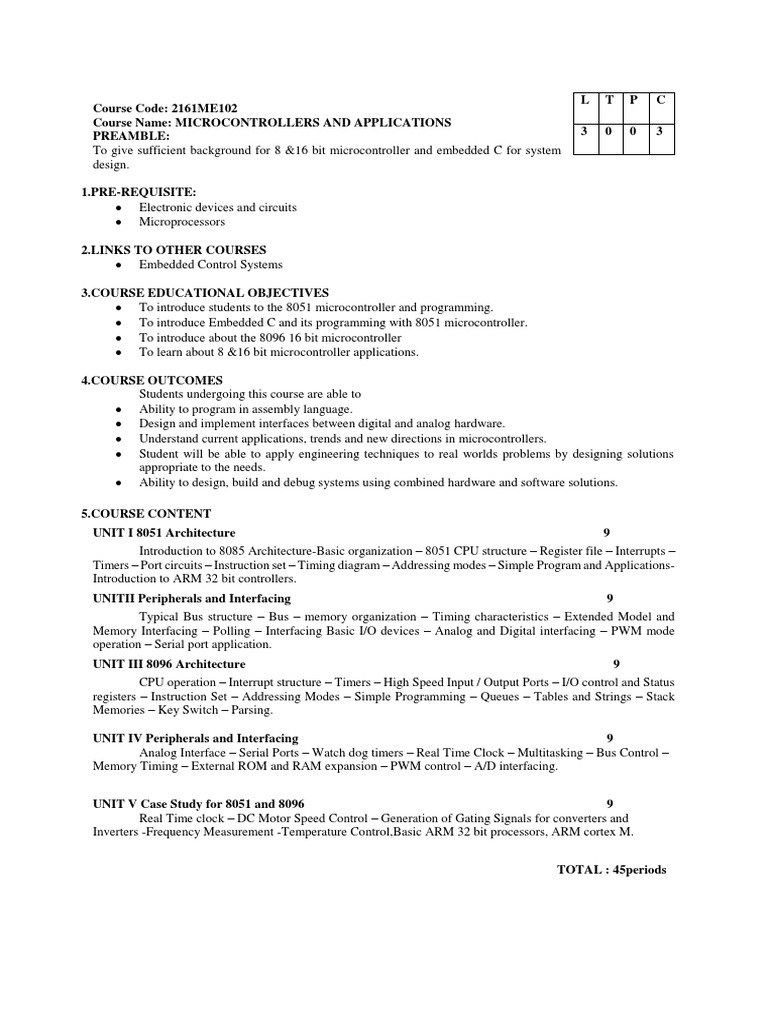 Microcontrollers And Applications Pdf Central Processing Unit Microcontroller