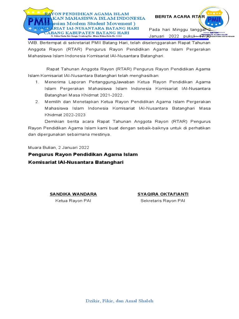 Berita Acara Rtar | PDF