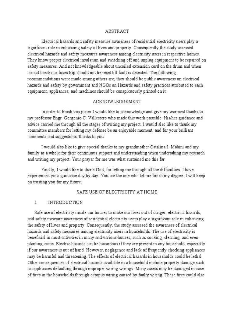 Risk Assessment of Electricity at Home | PDF | Risk | Electrical Wiring