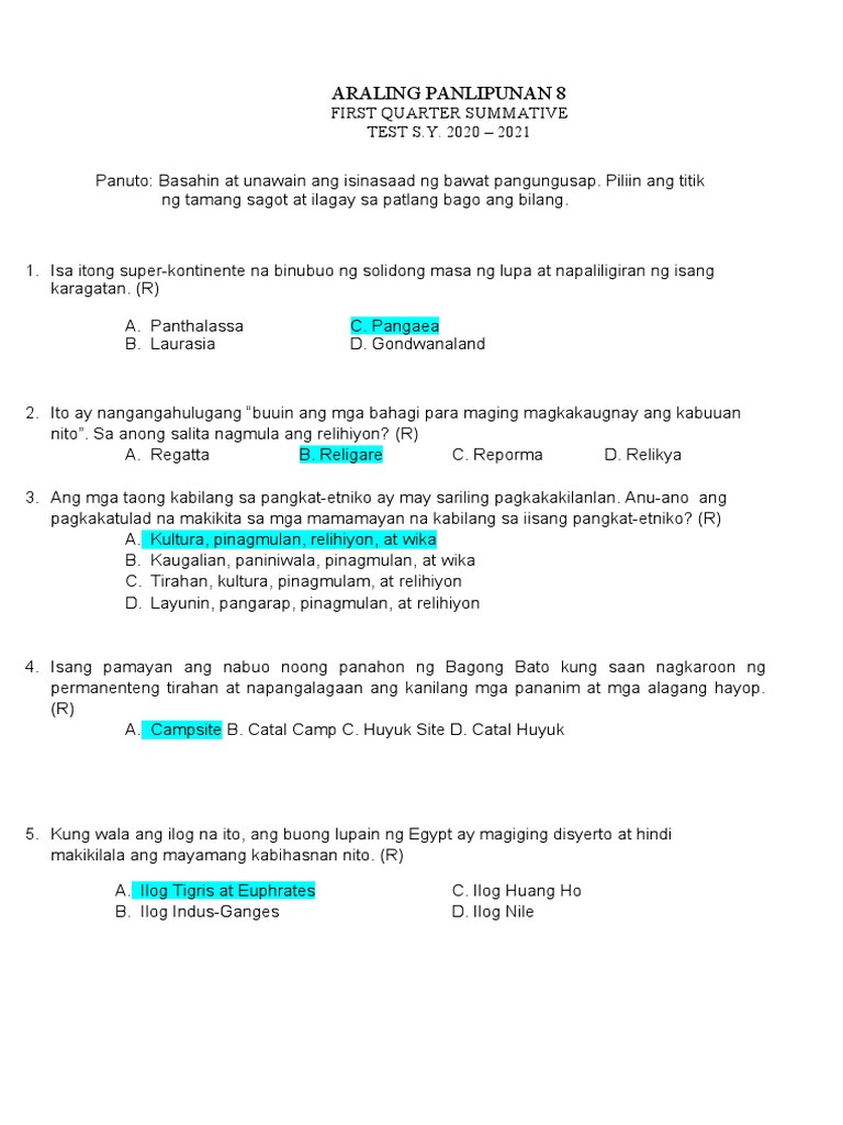 Grade-8 Summative-Test AP Answered | PDF
