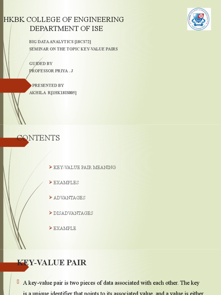 HKBK College of Engineering Department of Ise: Big Data Analytics (18Cs72) Seminar On The Topic ...