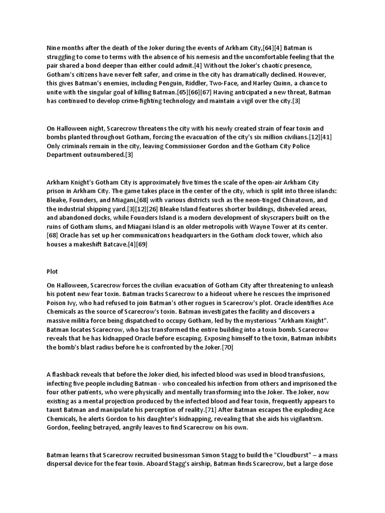 Arkham Knight PLOT | PDF | Batman | Dc Comics