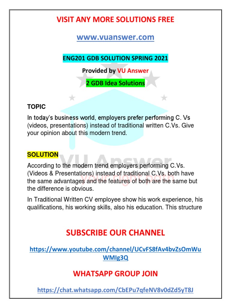 ENG201 GDB 2 SOLUTIONS by VU Answer | PDF | Thought | Cognition