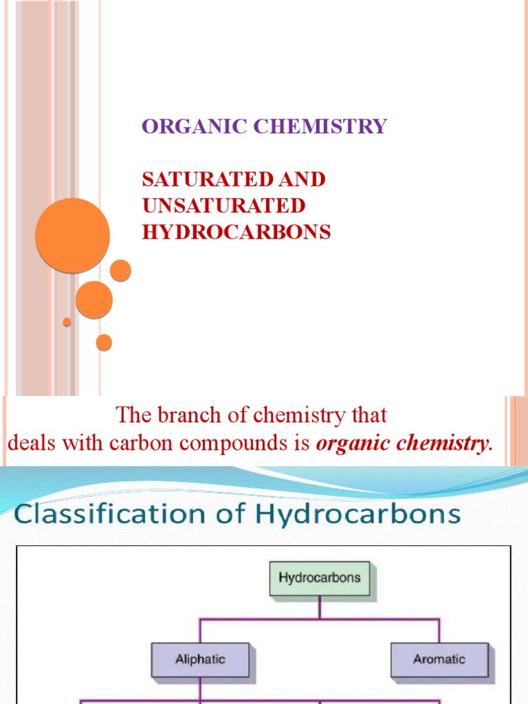 Organic Chemistry: Saturated and Unsaturated Hydrocarbons | PDF ...