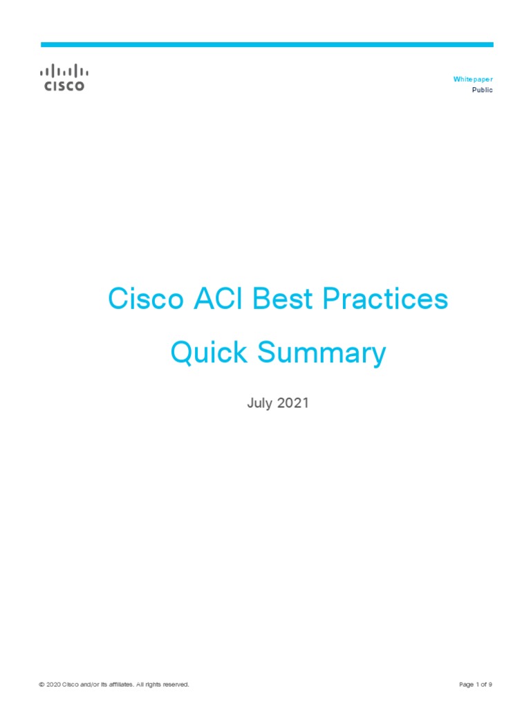 Cisco Aci Best Practices Quick Summary | PDF | Internet Protocols ...