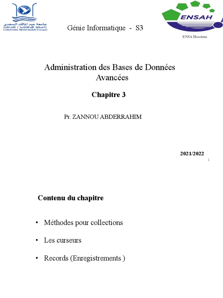 Chapitre 3 | PDF | PL/SQL | Structure de contrôle