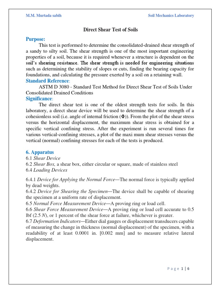 Direct Shear Test of Soils | PDF | Strength Of Materials | Mechanical ...