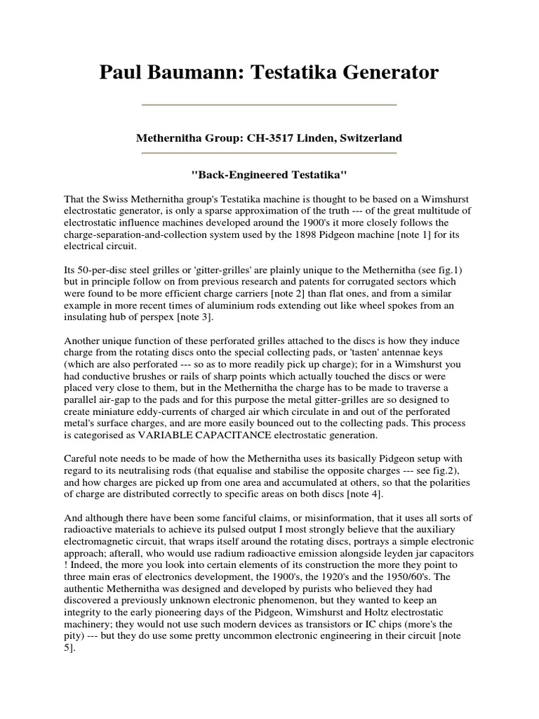 Paul Baumann: Testatika Generator: Methernitha Group: CH-3517 Linden ...