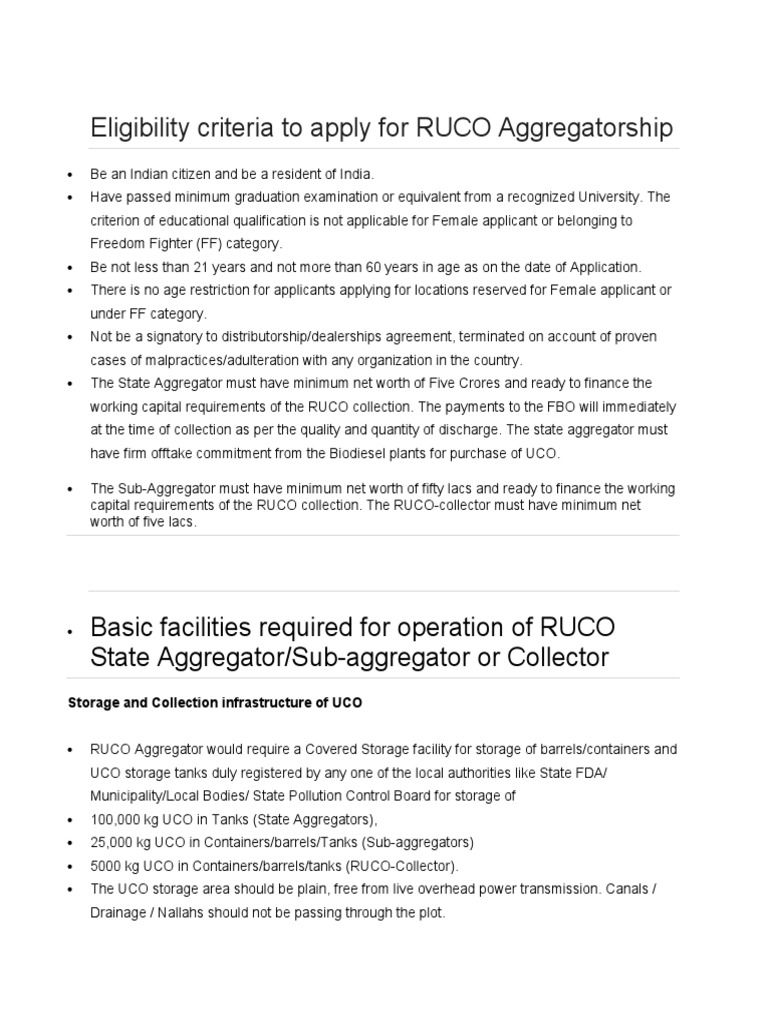 Eligibility Criteria For RUCO | PDF