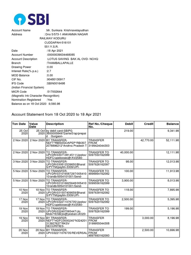 6months Bank Statement | PDF | Personal Identification Number | Banking
