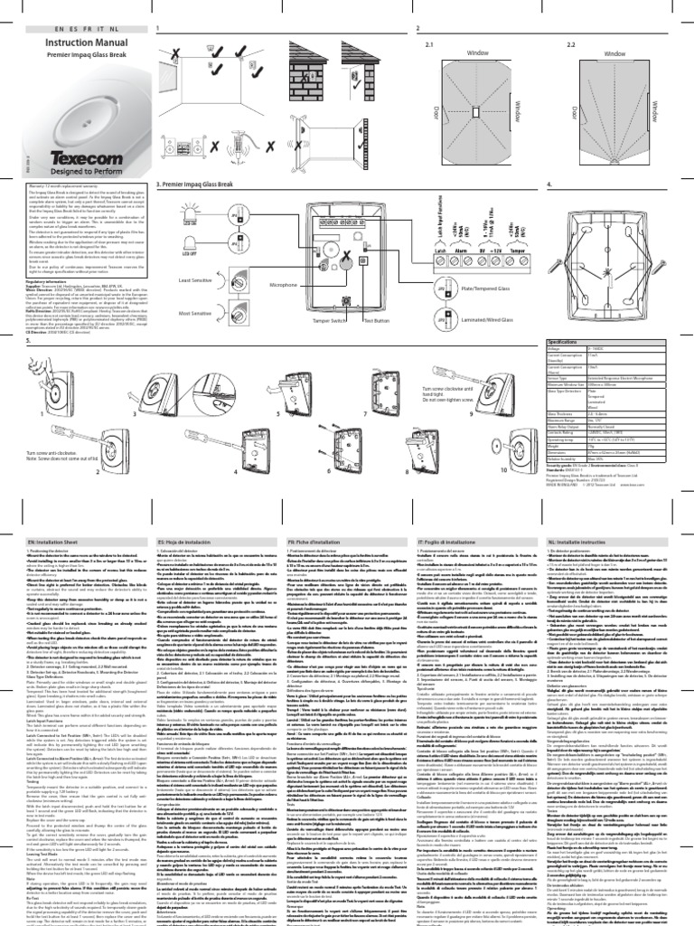 Instruction Manual: Premier Impaq Glass Break | PDF | Components ...