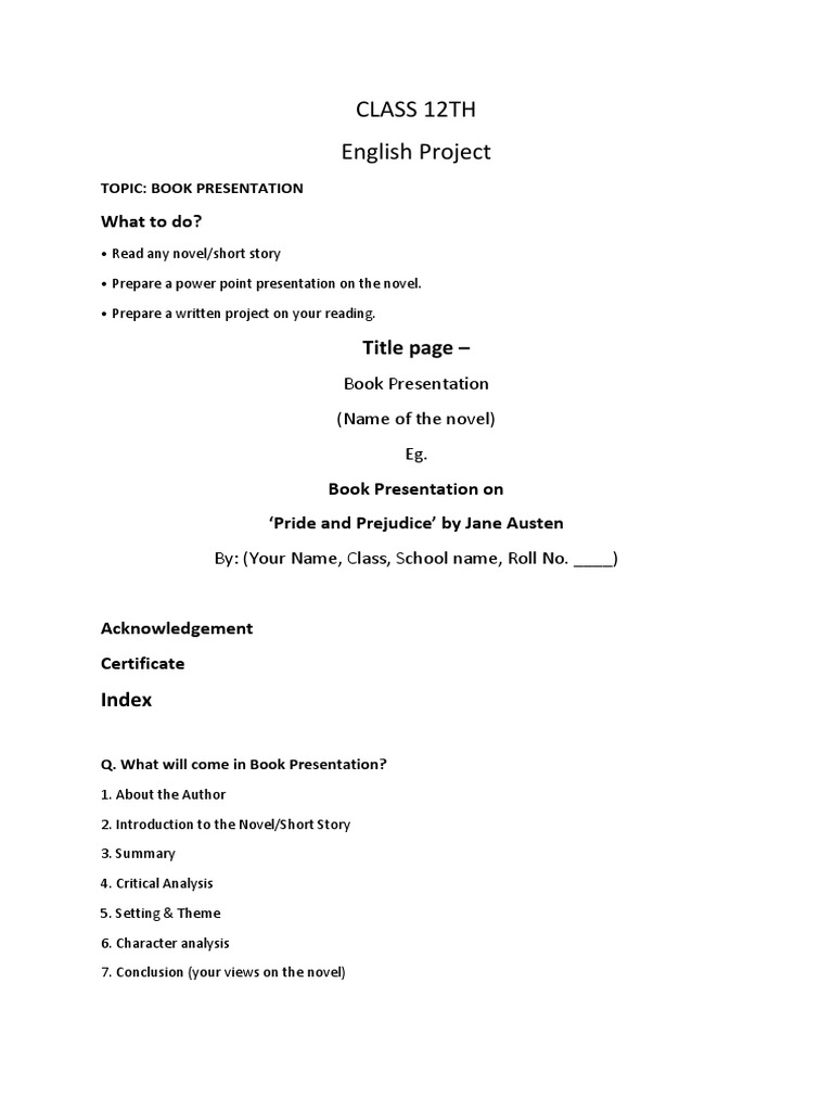 CLASS 12TH English Project | PDF