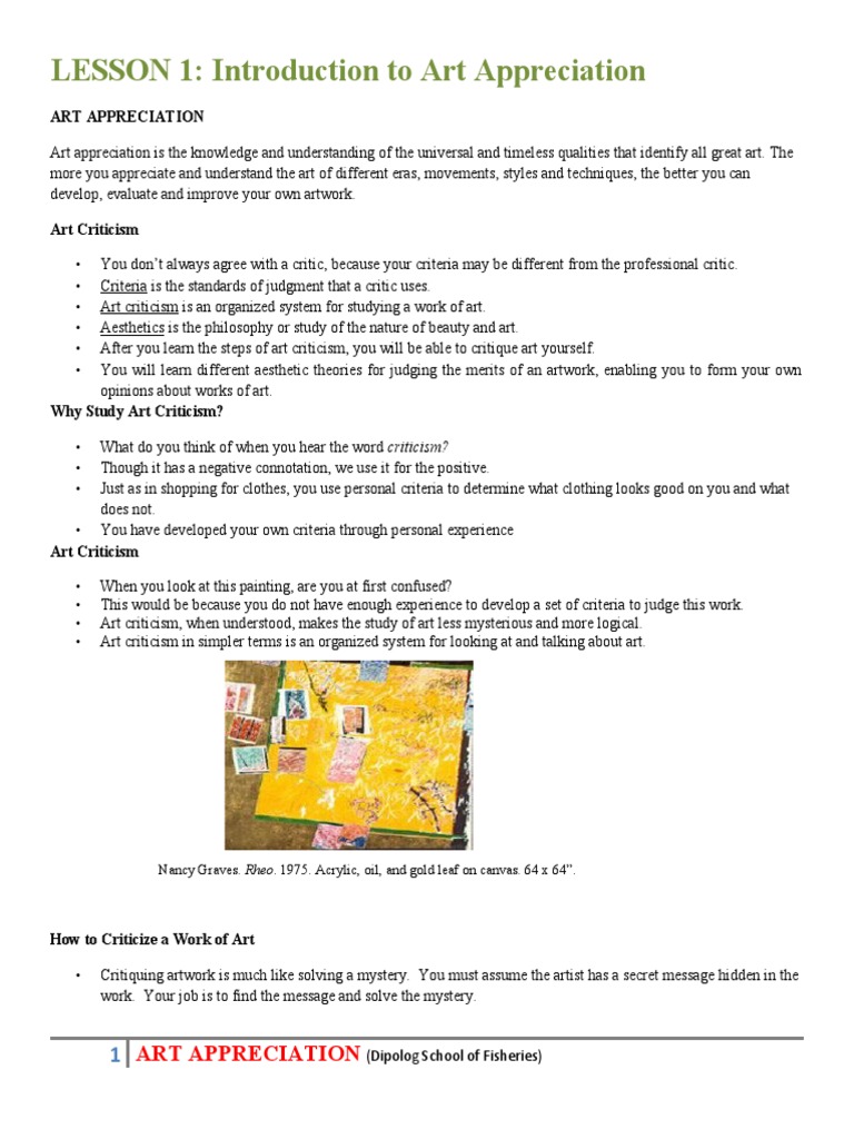 LESSON 1: Introduction To Art Appreciation | PDF | Impressionism | Cubism