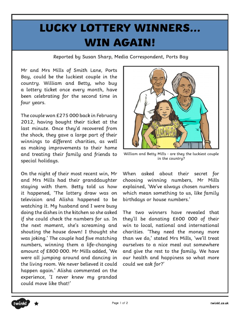 Lottery Win Newspaper Report Differentiated Reading Comprehension ...