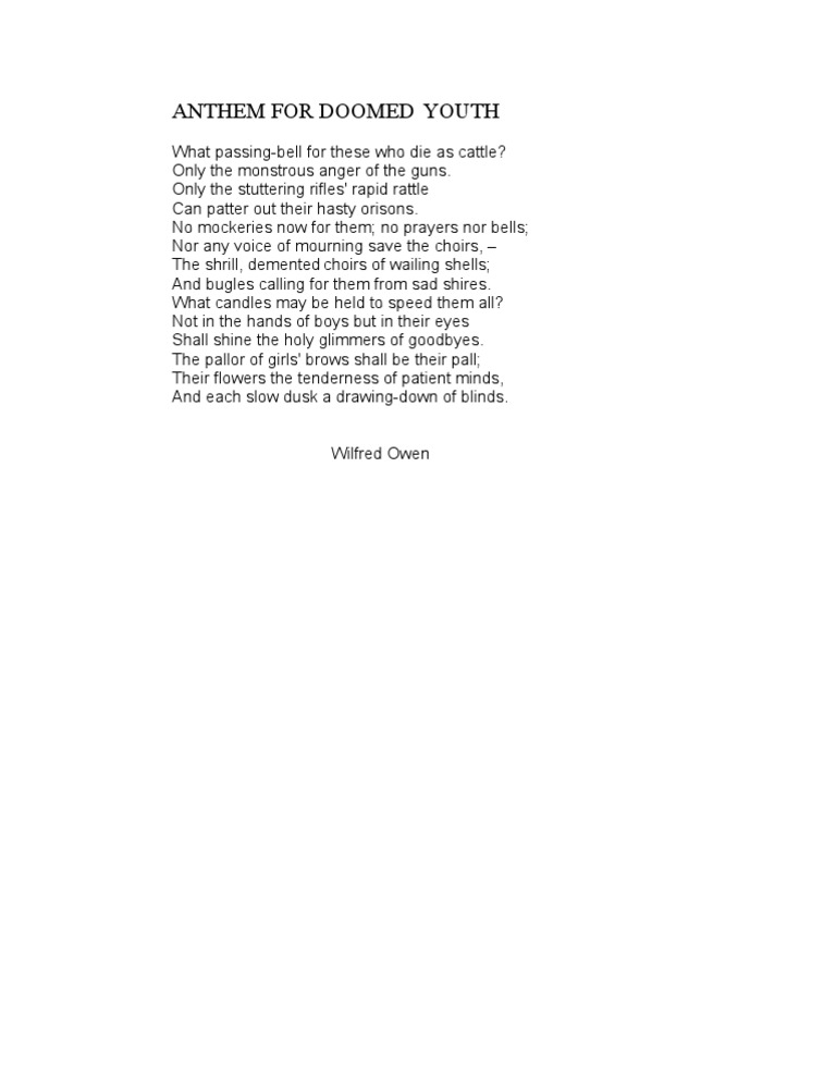 Wilfred Owen's Anthem for Doomed Youth | PDF
