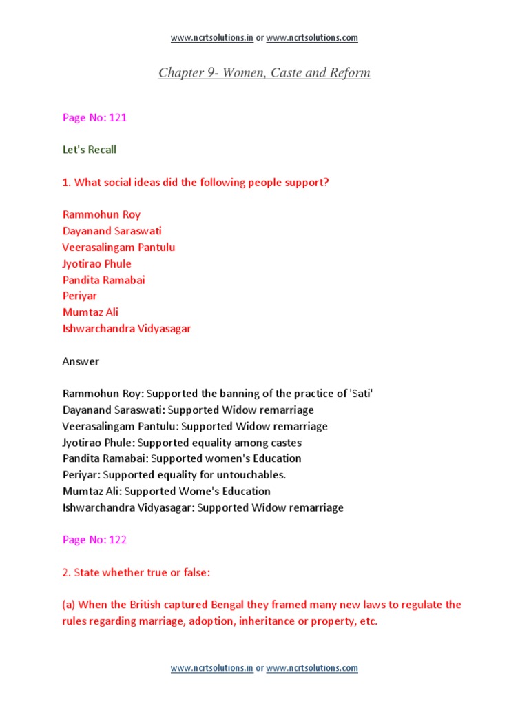 Class 8 History CH 9 | PDF | Caste