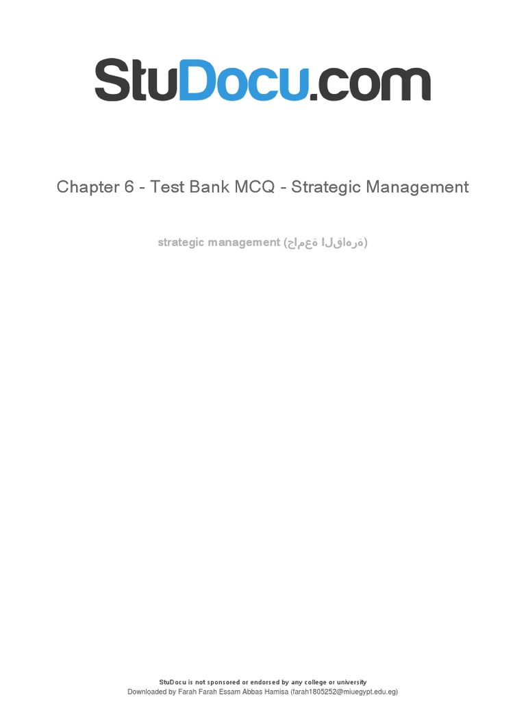 Chapter 6 Test Bank MCQ Strategic Management | PDF | Strategic ...