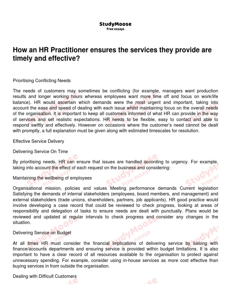 How An HR Practitioner Ensures The Services They Provide Are Timely and ...