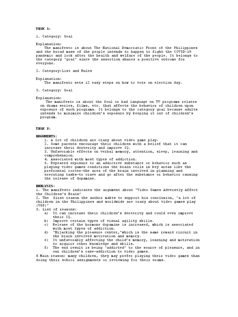 Eapp Task | PDF | Reward System | Argument