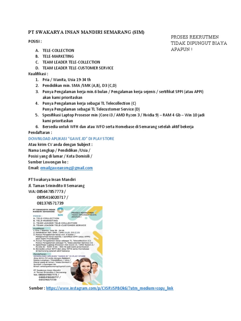 Info Lowongan Kerja | PDF | Karier & Perkembangan