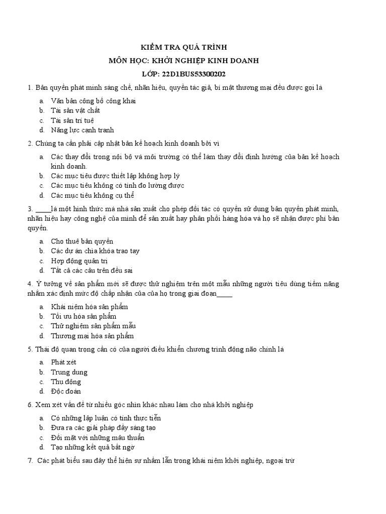 KIỂM TRA QUÁ TRÌNH-KNKD | PDF