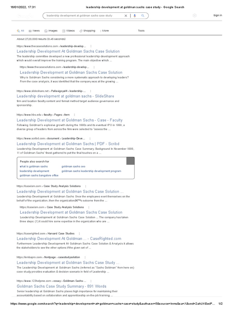 Leadership Development at Goldman Sachs Case Study - Google Search ...