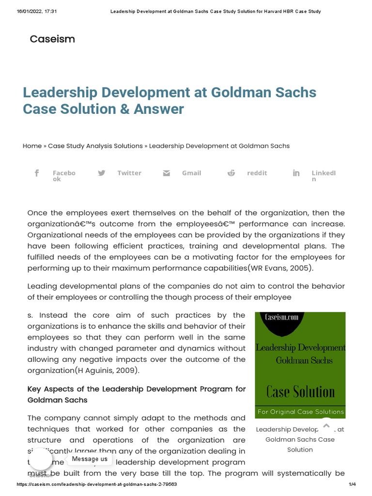 Leadership Development at Goldman Sachs Case | PDF | Leadership | Human ...