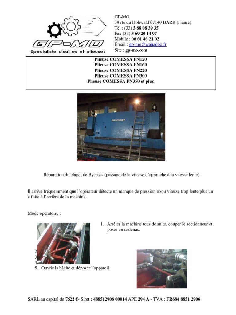 003 - Plieuse COMESSA Changement Du by Pass | PDF