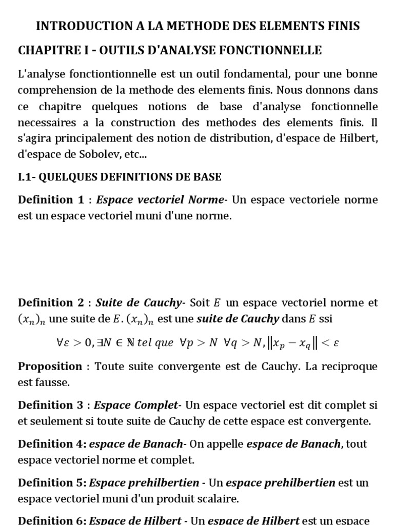 Introduction A La Methode Des Elements Finis | PDF | Espace de Hilbert ...