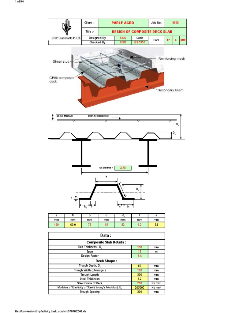Single Composite Beam With Deck Slab Design - ISMB | PDF | Beam ...