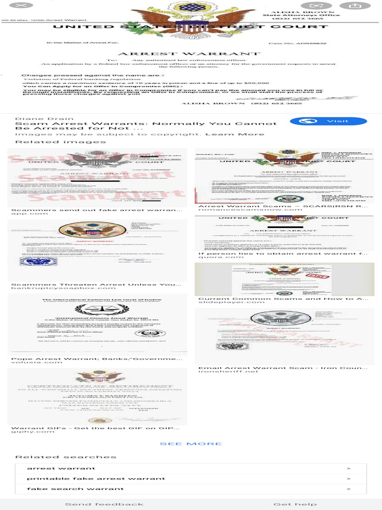 Fake Warrant For Arrest - Google Search | PDF | Law