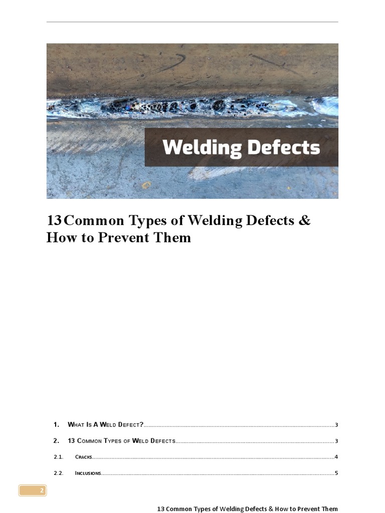 13 Common Types of Welding Defects | PDF | Construction | Welding