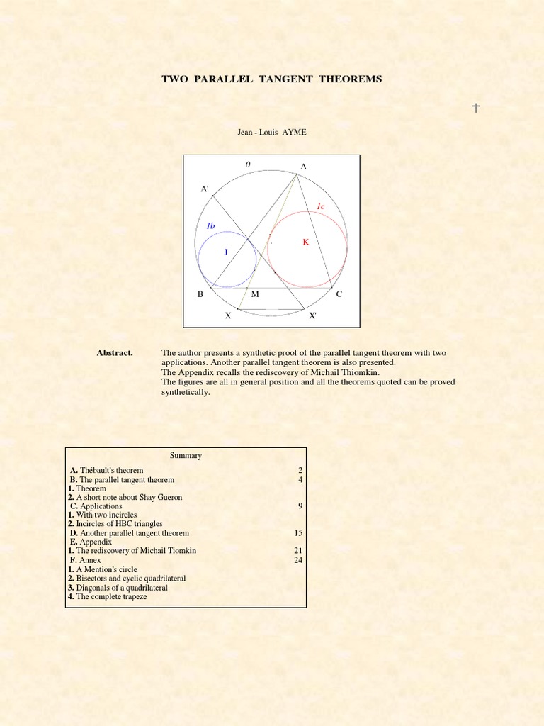 Two Parallel Tangent Theorems | PDF | Triangle | Elementary Mathematics