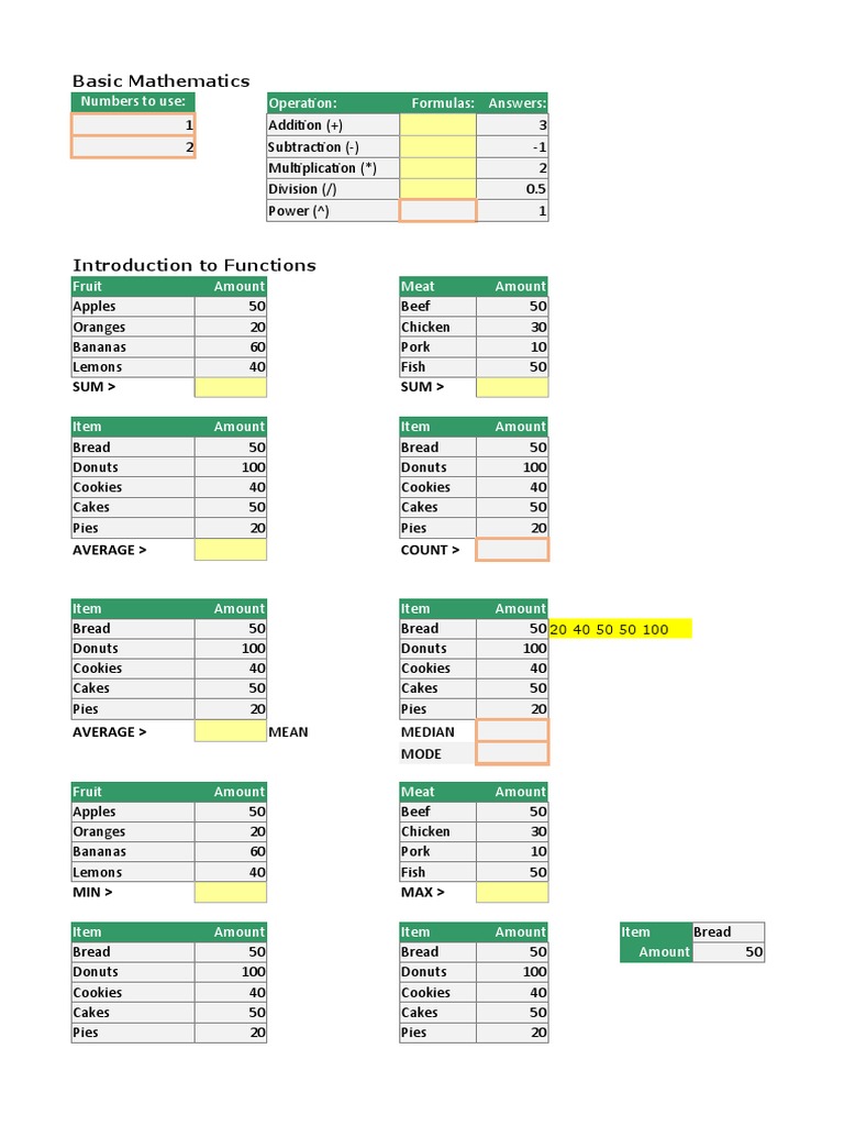 Basic Mathematics: Numbers To Use: Operation: Formulas: Answers | PDF