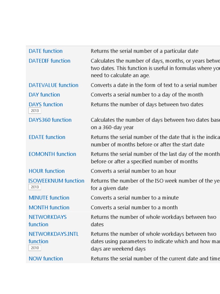 DATE Function DATEDIF Function | PDF | Arithmetic | Mathematics