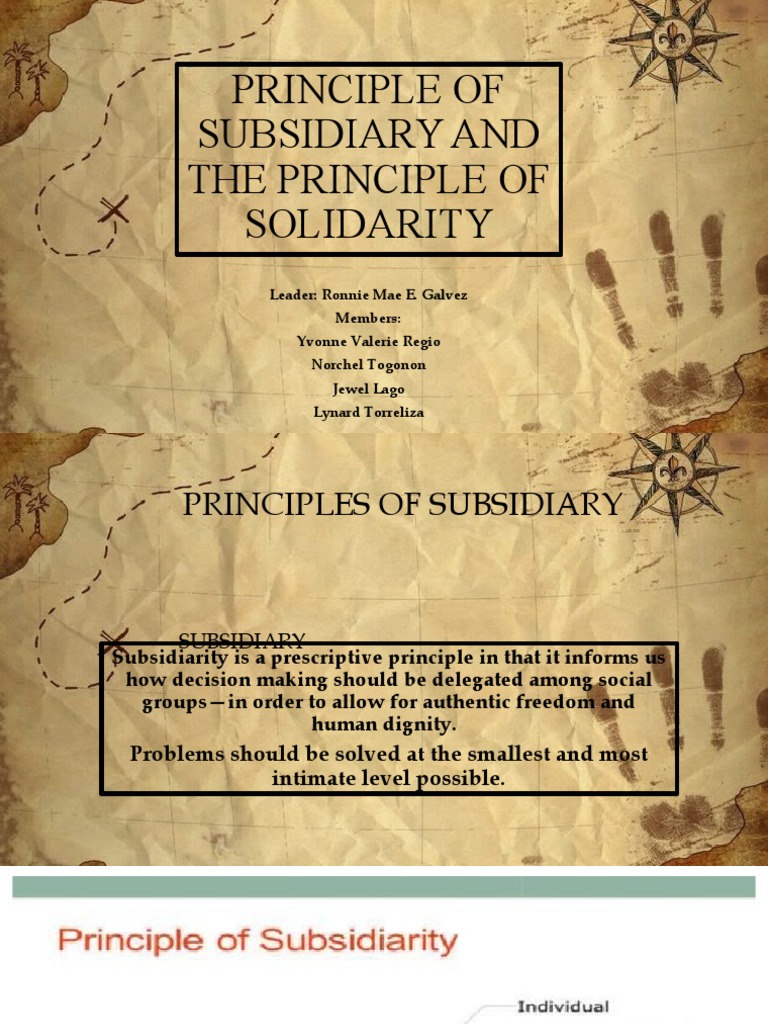 Principle of Subsidiary and The Principle of Solidarity | PDF