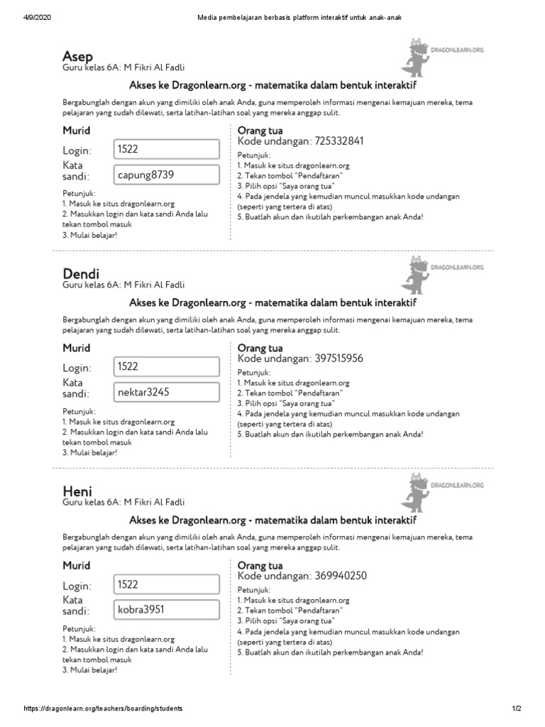 Dragonlearn Kelas 6A | PDF