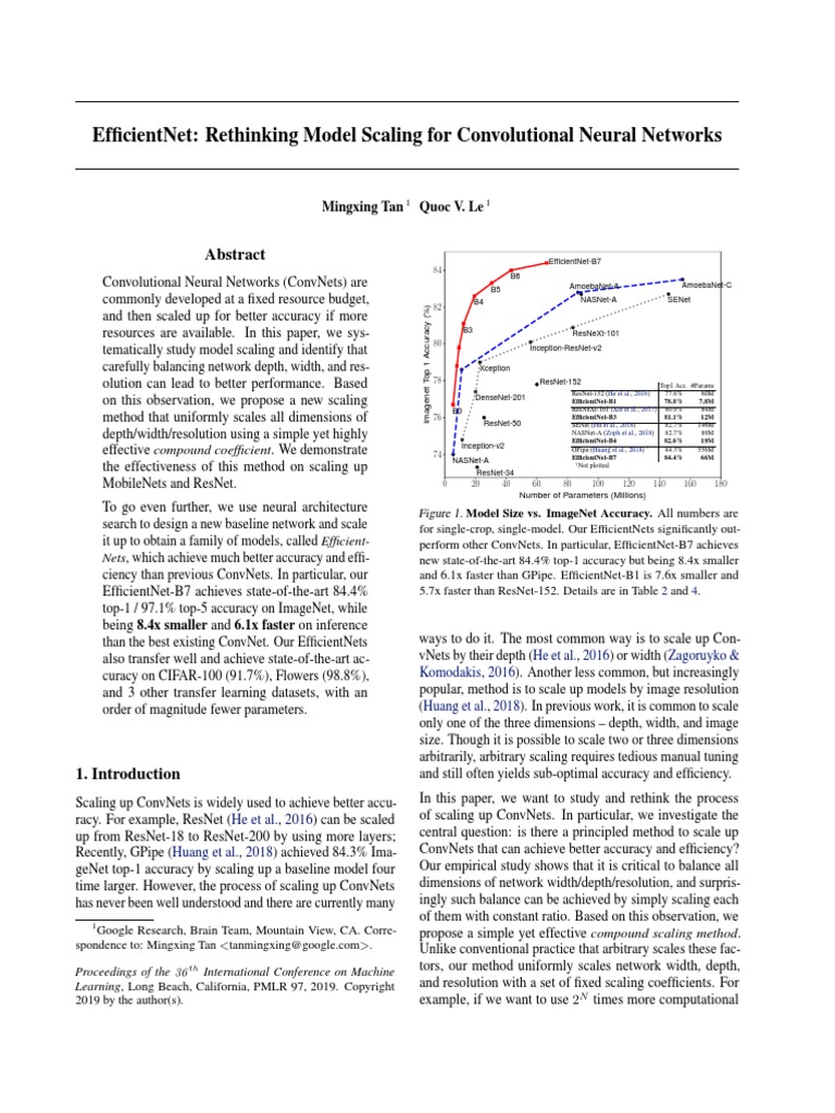Efficientnet: Rethinking Model Scaling For Convolutional Neural Networks | PDF | Applied ...