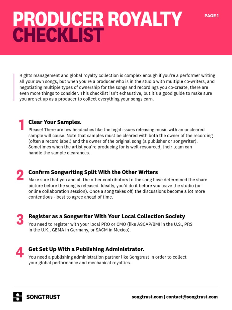 Producer Royalty Collection Checklist | PDF | Royalty Payment | You Tube