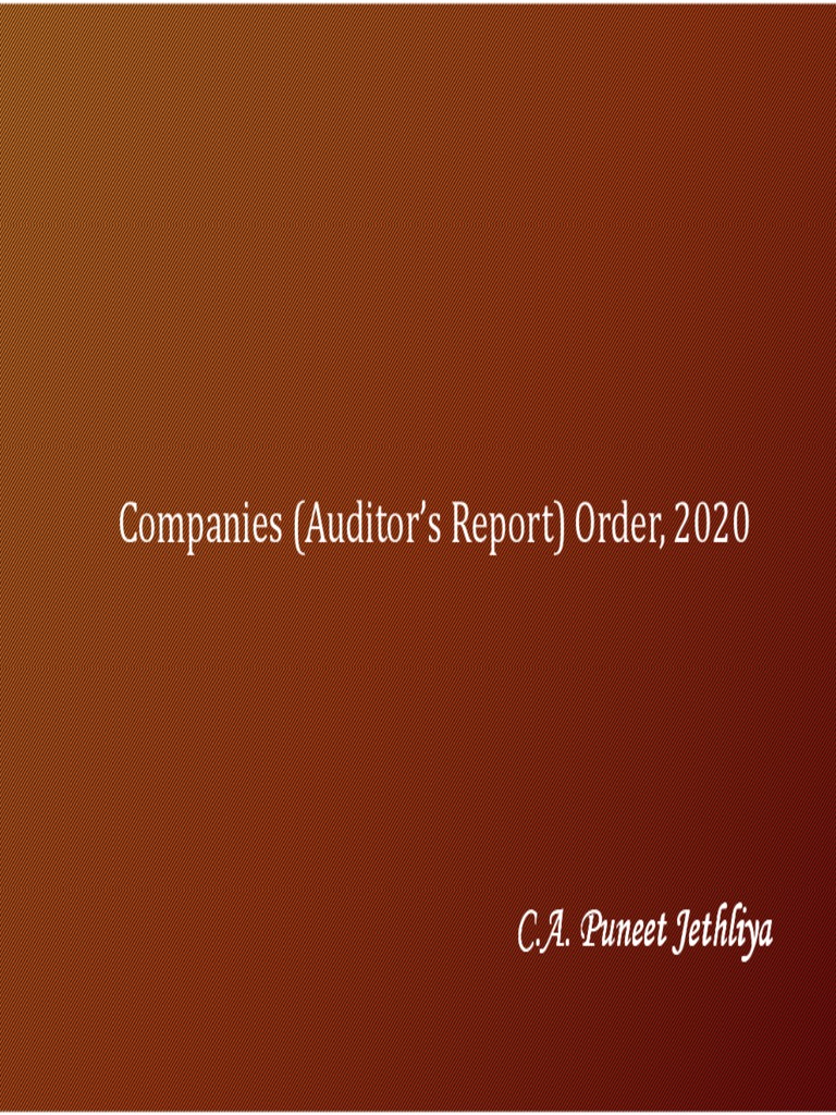 Companies (Auditor's Report) Order, 2020 | Download Free PDF | Loans ...