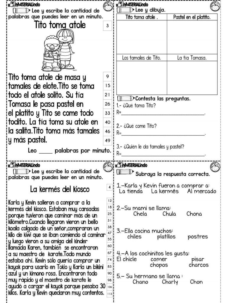 Lecturitas Comprension Lectora Parte 1 | PDF