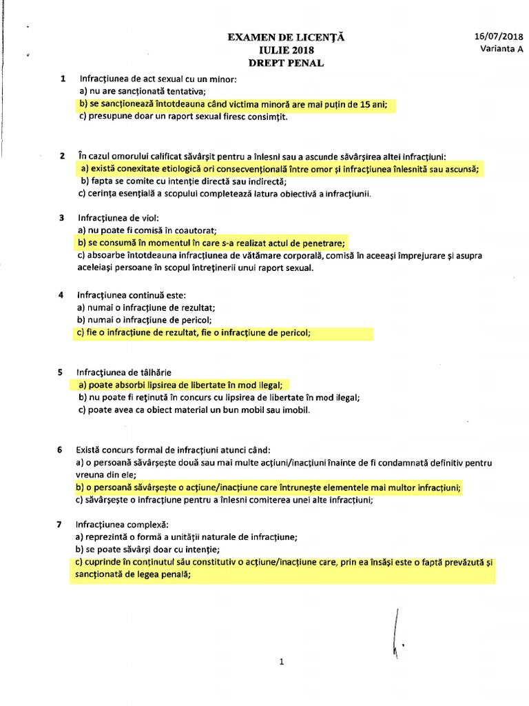 Licenta Iulie 2018 DR Penal Vara | PDF