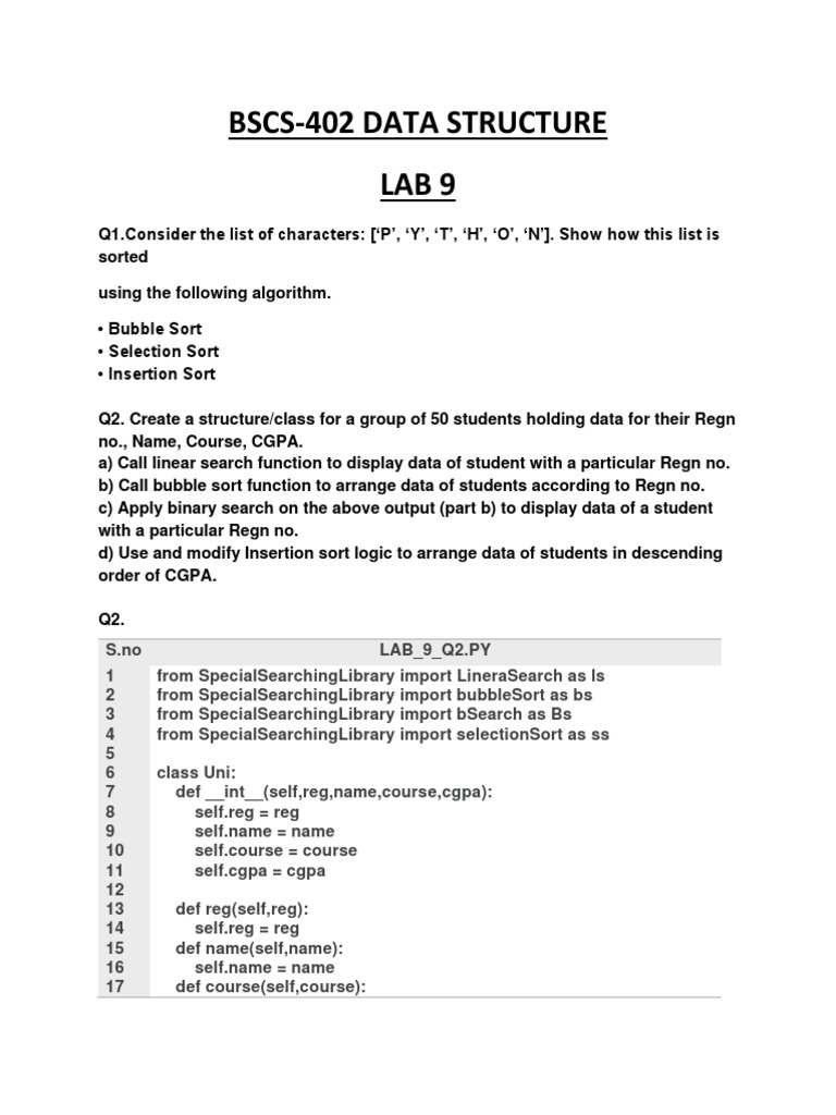 Bscs-402 Data Structure Lab 9 | PDF | Applied Mathematics | Algorithms