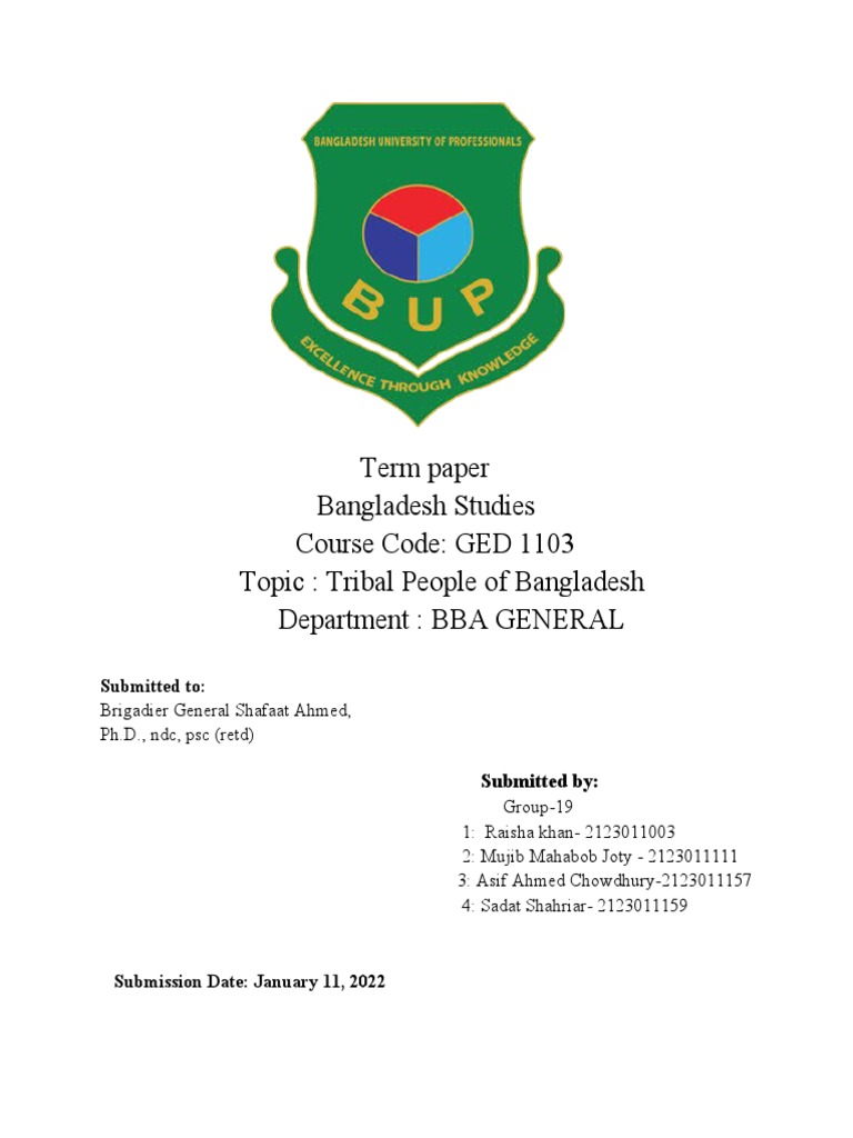 Bangladesh Studies Term Paper | PDF | South Asia