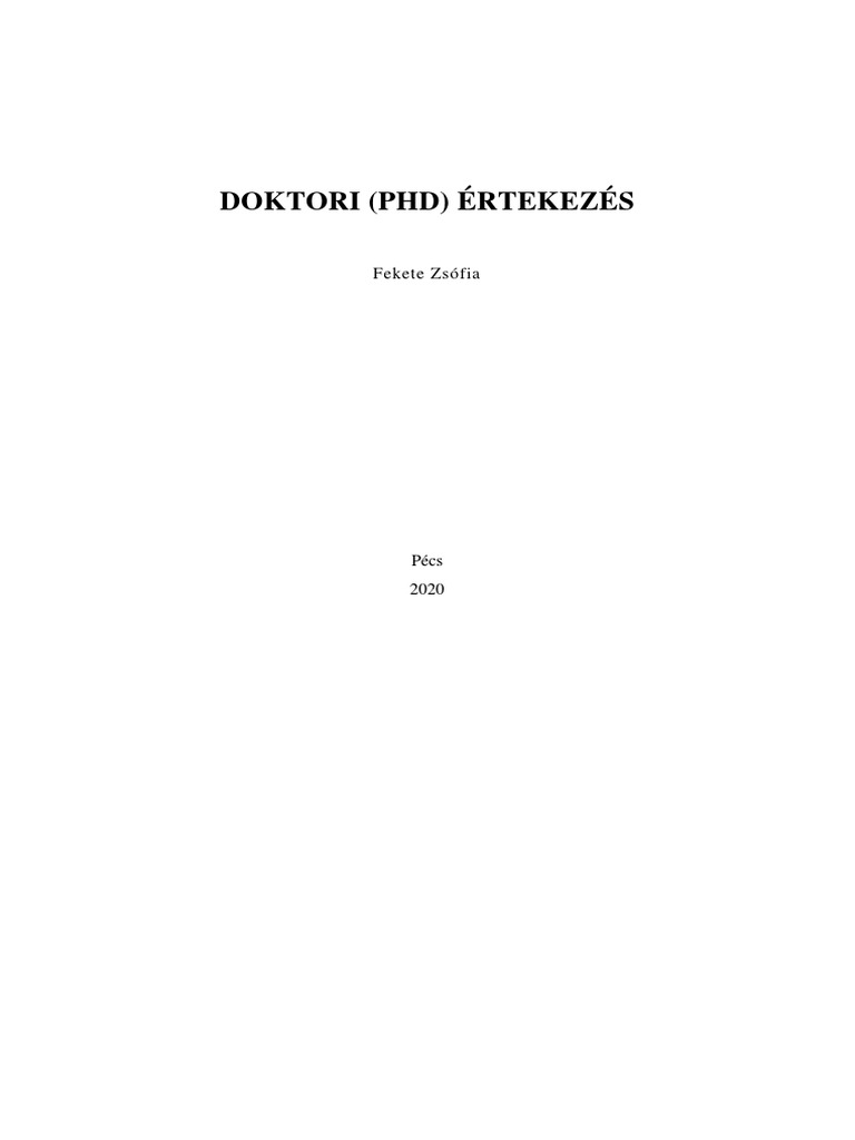 Fekete Zsofia PHD 2020 | PDF