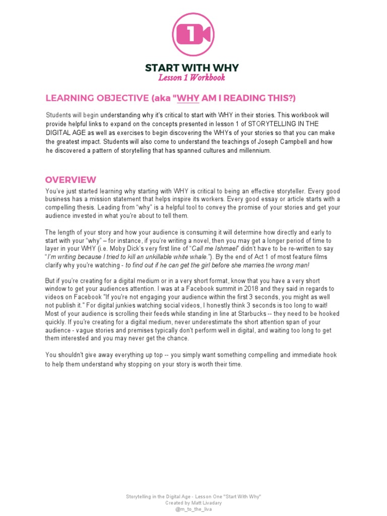 Start With Why Workbook v1 | PDF | Storytelling | Communication
