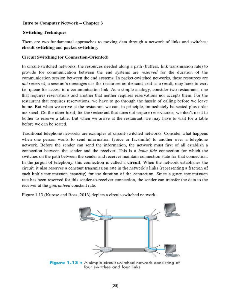 Intro To Computer Network - Chapter 3 Switching Techniques | PDF | Computer Network | Packet ...
